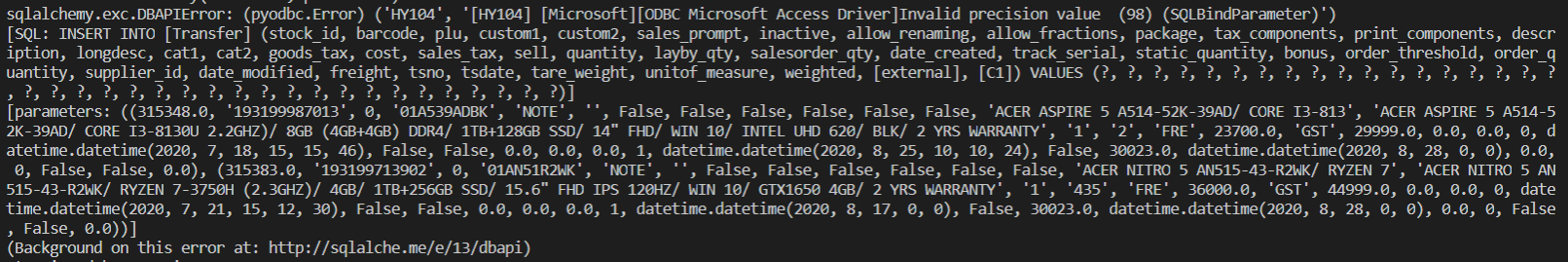 MS Access 97 pyodbc Pandas dataframe to_sql throws Invalid Precision Value · Issue #830 ...