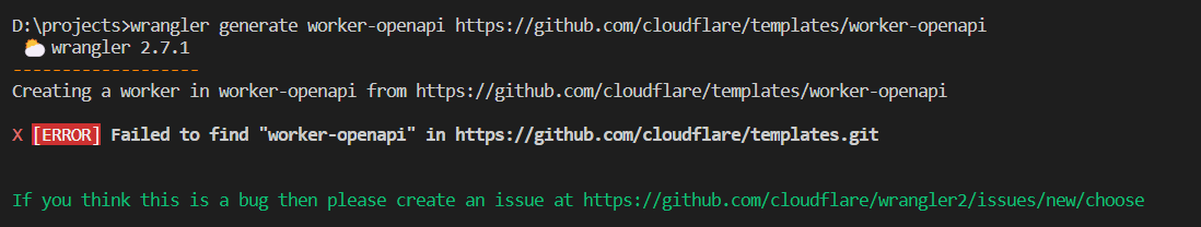 🐛 BUG: `wrangler generate` doesn't work on Windows · Issue #2547 · cloudflare/workers-sdk · GitHub