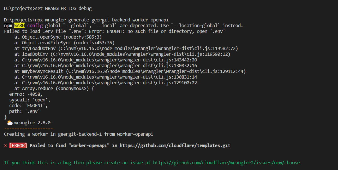 🐛 BUG: `wrangler generate` doesn't work on Windows · Issue #2547 · cloudflare/workers-sdk · GitHub