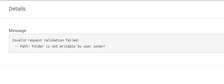 Sonarr LXC script : Unable to add root folder Folder is not writable by user sonarr · tteck ...