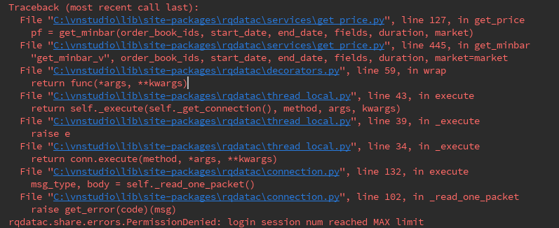 运行CTA策略，通过RQData获取历史数据时，报异常 · Issue #2089 · vnpy/vnpy · GitHub