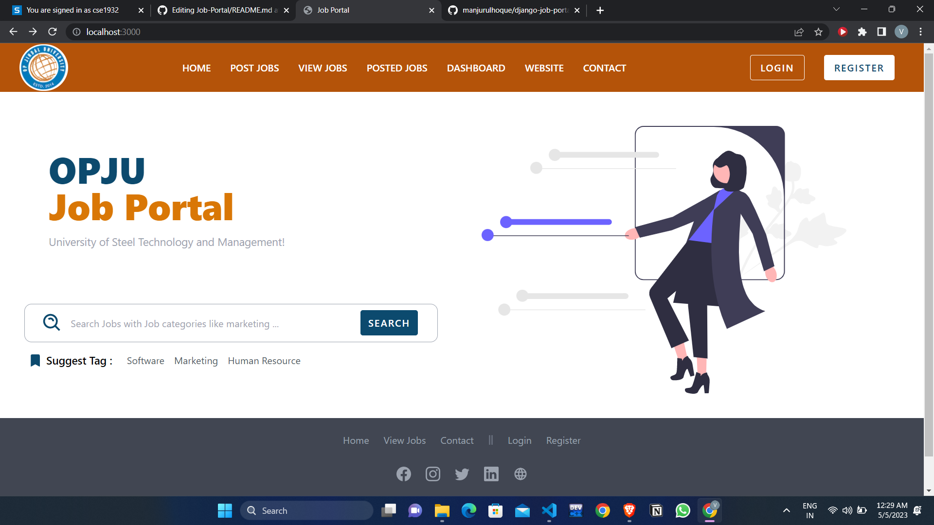 GitHub - Abhinav0115/JobPortal: A Job Portal for OPJU Campus Placements.