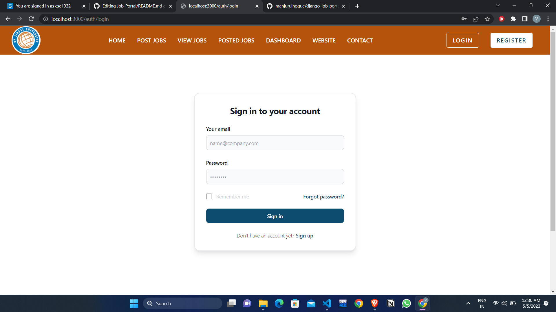 GitHub - Abhinav0115/JobPortal: A Job Portal for OPJU Campus Placements.