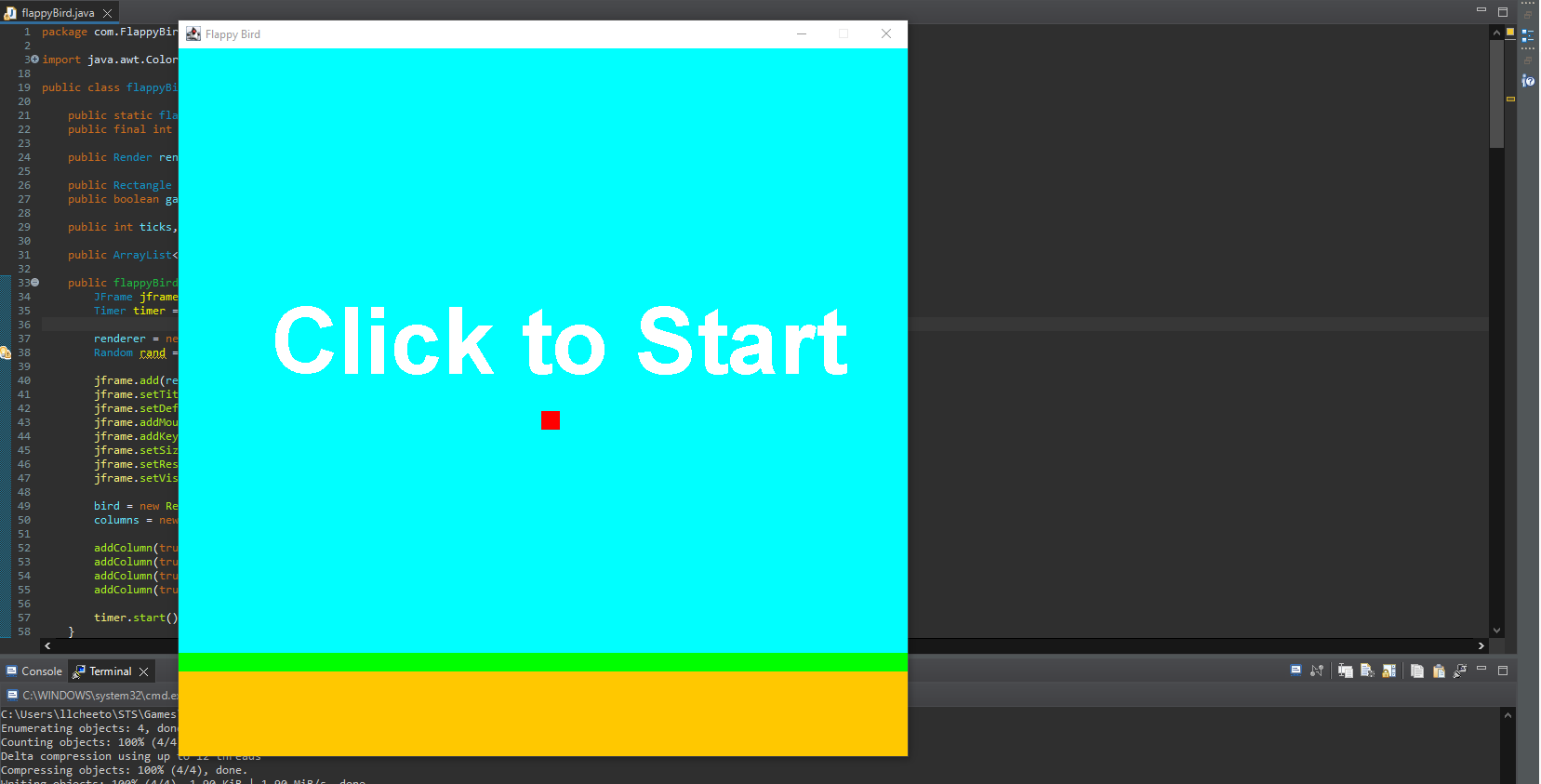 GitHub - llcheeto/FlappyBird: A simple Jframe game implemented with ... GitHub - llcheeto/FlappyBird: A simple Jframe game implemented with ...