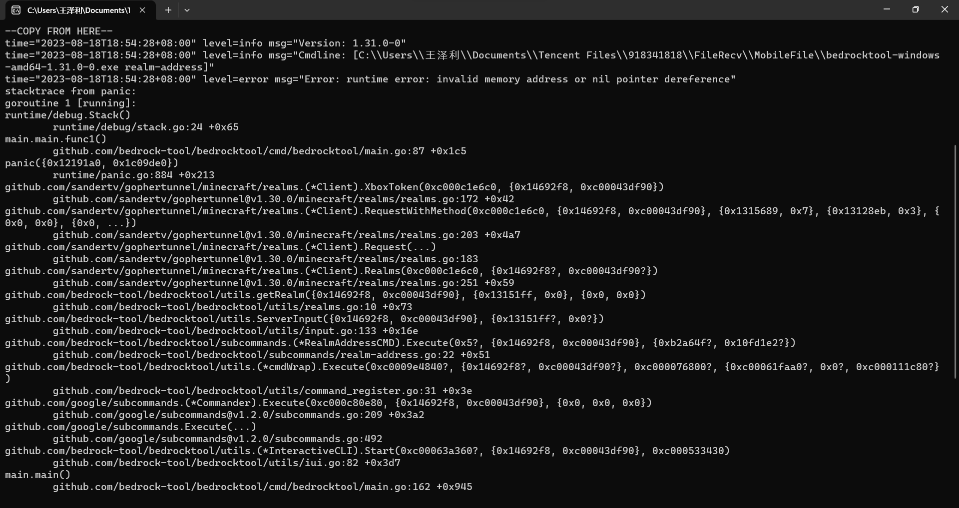 realm-address command error · Issue #93 · bedrock-tool/bedrocktool · GitHub