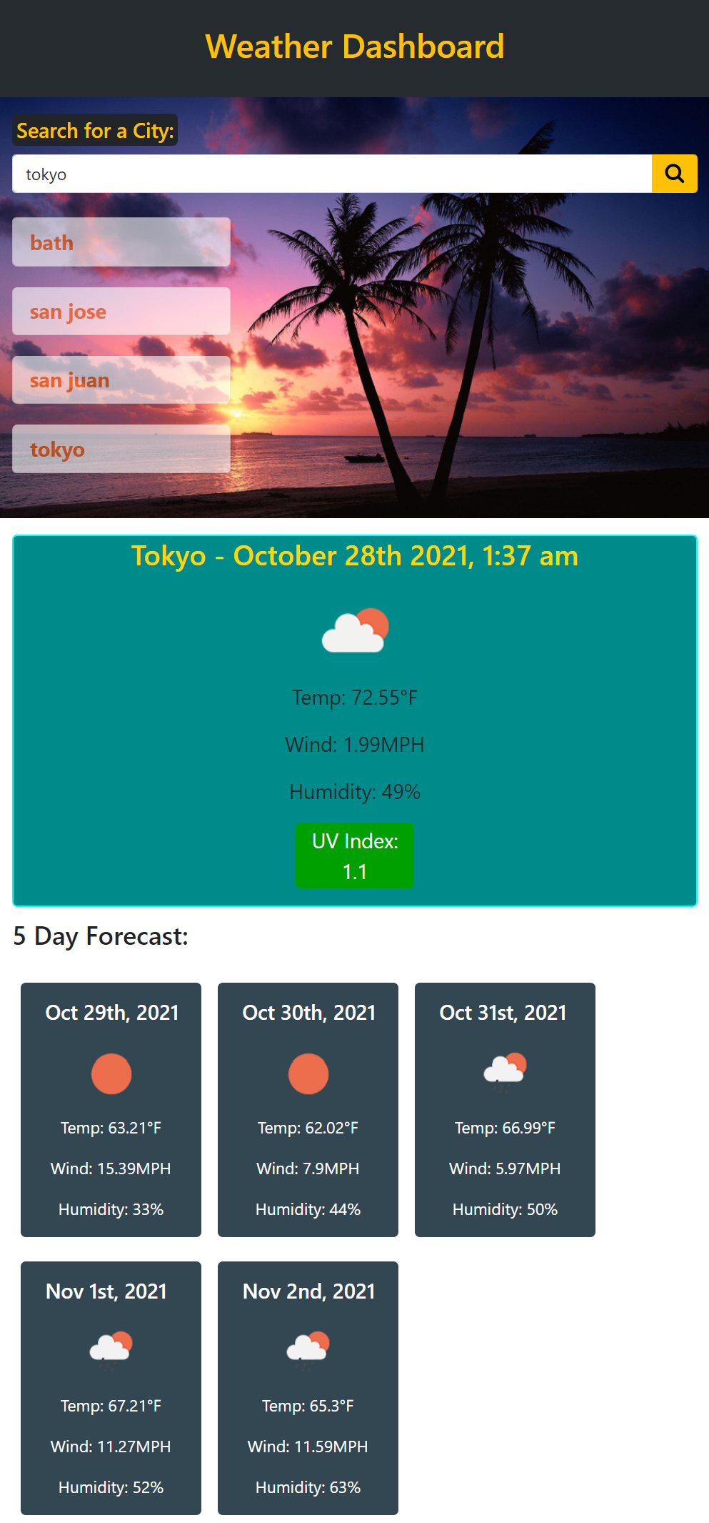 GitHub - LuiGonz/Weather-Dashboard