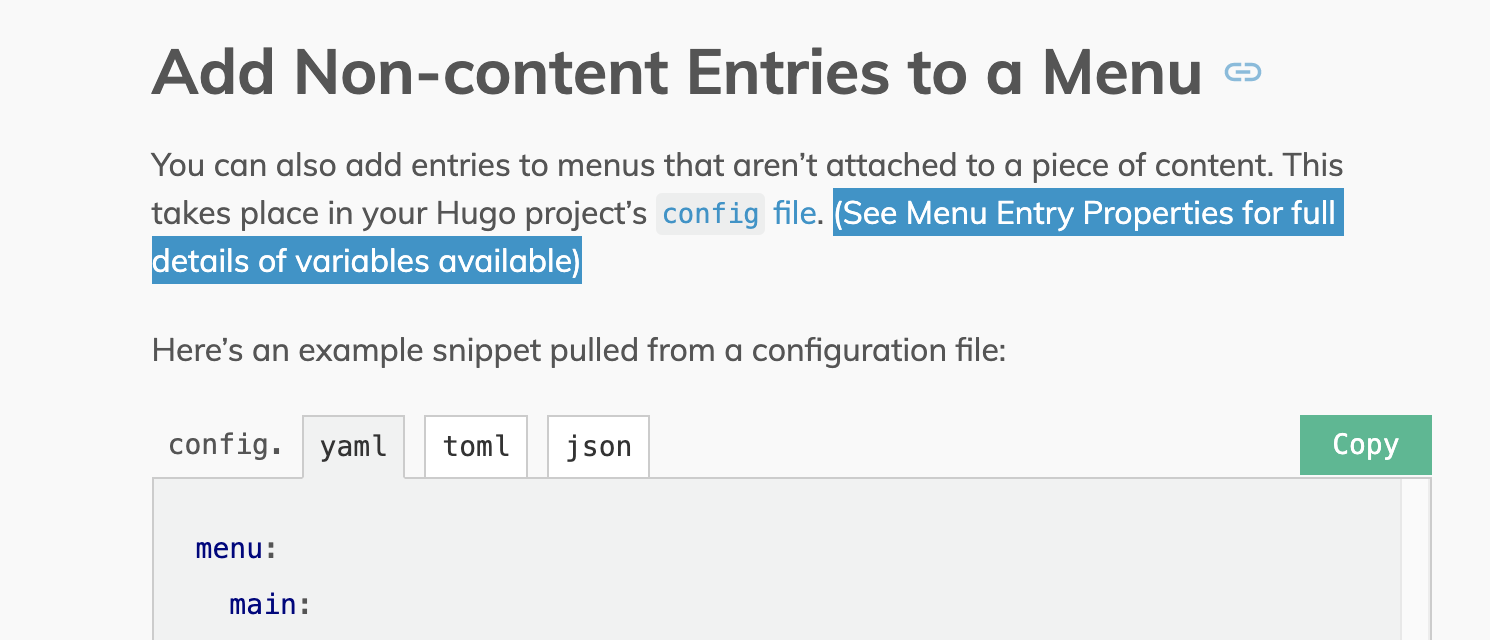 No default values and value format provided for non-content menus · Issue #1693 · gohugoio ...