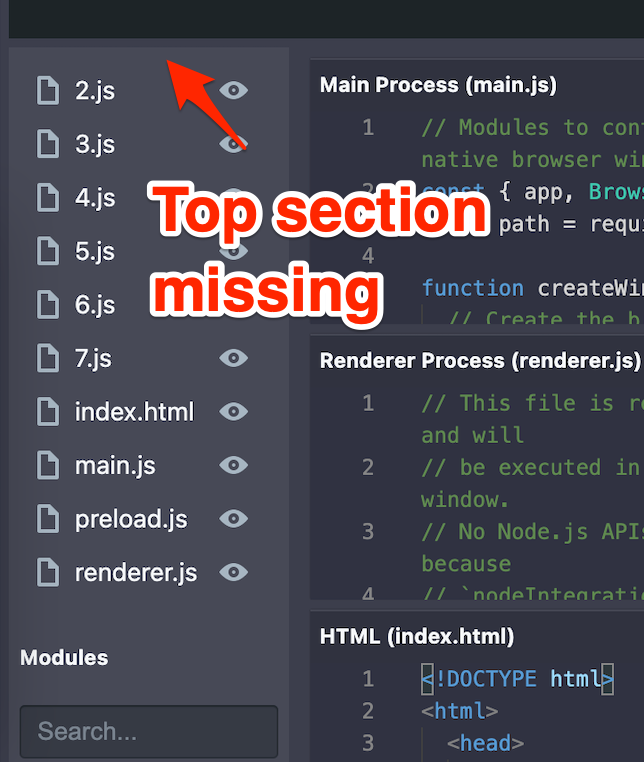 Editors list does not scroll - items cut off when there are too many files · Issue #1187 ...