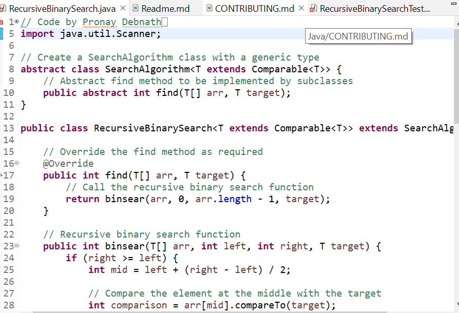Bug Missing Package Initialization In Searchalgorithm And Recursivebinarysearchtest Classes