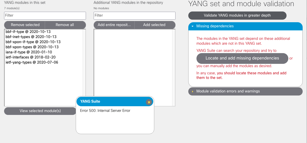 Validate Modules In Greater Depth Generates An Error 500 Internal Server Error · Issue 30