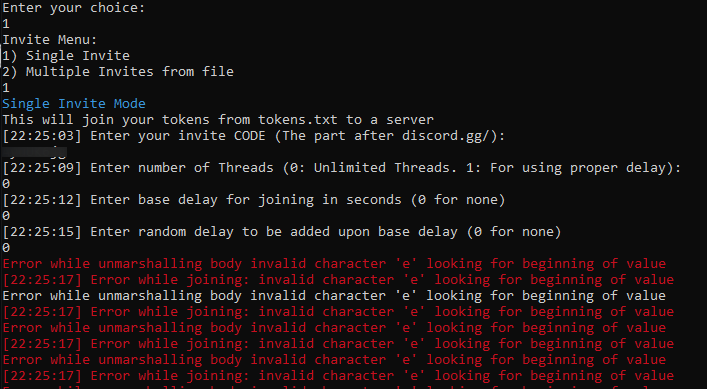 Error while joining: invalid character · Issue #85 · V4NSH4J/discord-mass-DM-GO · GitHub