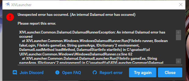 Runtime error · Issue #992 · goatcorp/FFXIVQuickLauncher · GitHub