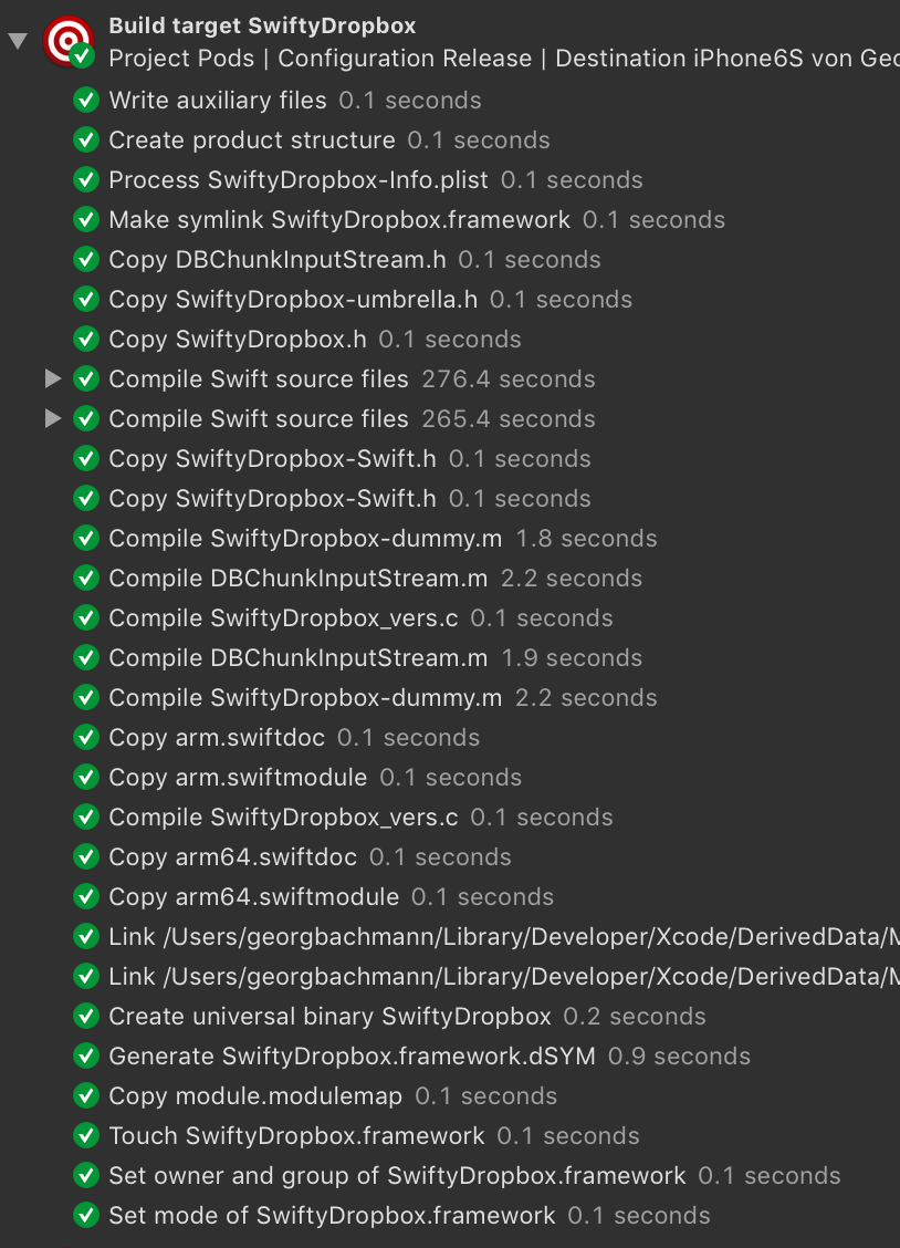 Super long build-time when archiving in Xcode 10.2 · Issue #248 · dropbox/SwiftyDropbox · GitHub