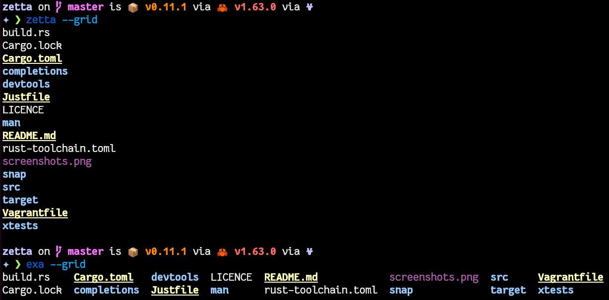 Grid view is broken · Issue #66 · eza-community/eza · GitHub
