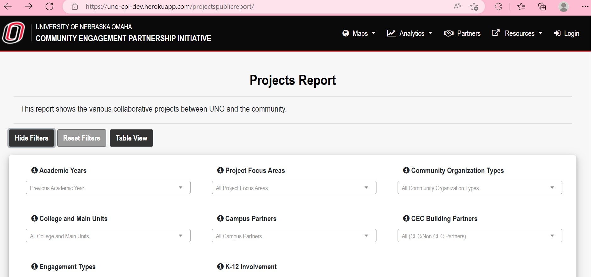 Projects Report for Public User - Clicking Reset filter leads to login form · Issue #2333 · uno ...