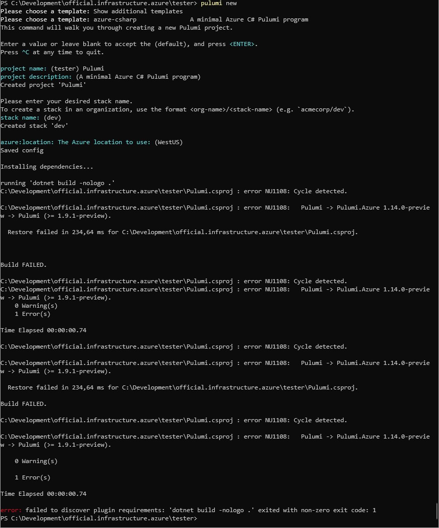 Creating An Azure C Project With The Name Pulumi Causes A Cycle Error · Issue 4013 · Pulumi