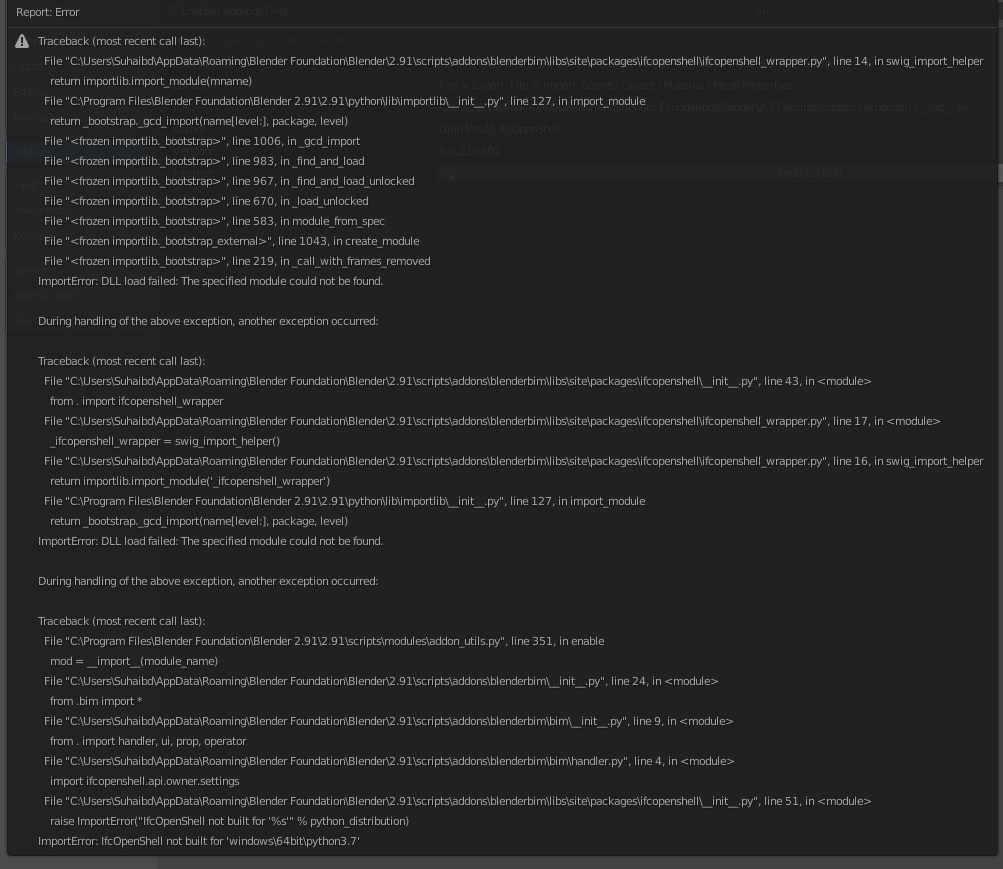 Can T Enable Blenderbim Add On · Issue 1681 · Ifcopenshell Ifcopenshell · Github