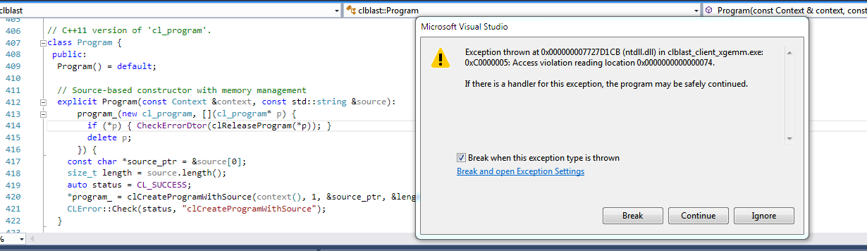 clblast.dll accessviolation error on exit · Issue #199 · CNugteren/CLBlast · GitHub