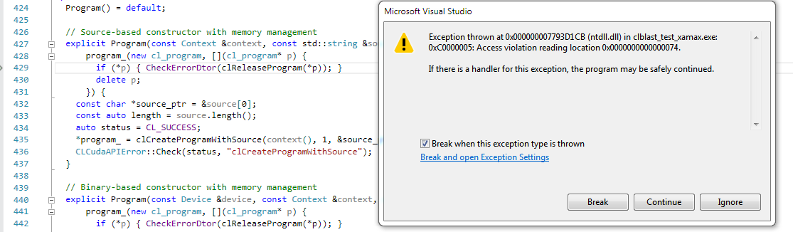 clblast.dll accessviolation error on exit · Issue #199 · CNugteren/CLBlast · GitHub
