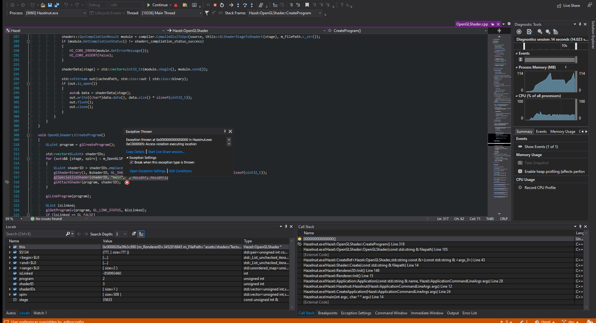 Crash When Creating Opengl Program · Issue 497 · Thecherno Hazel · Github