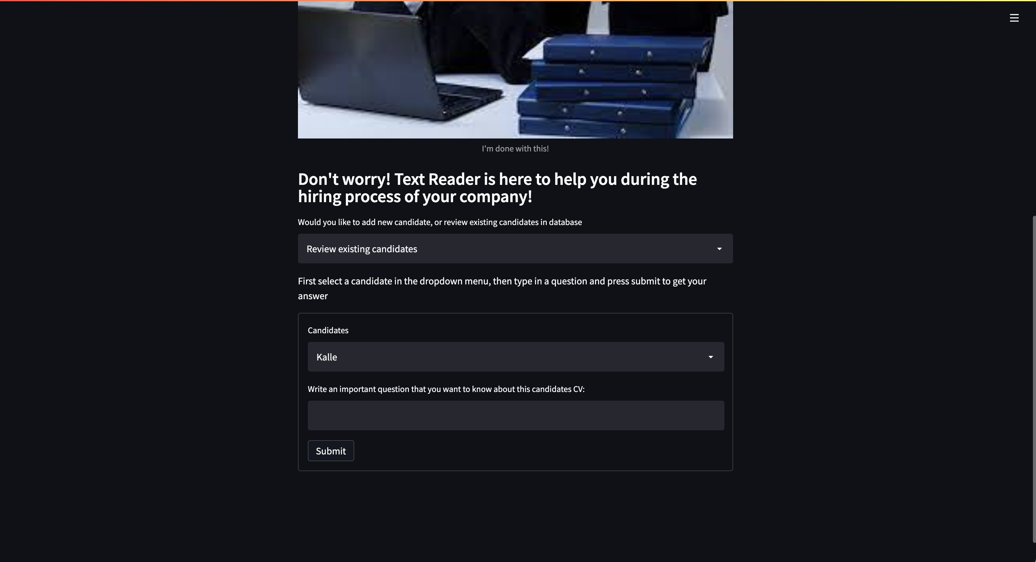 GitHub - Legfi/CV-reader-app