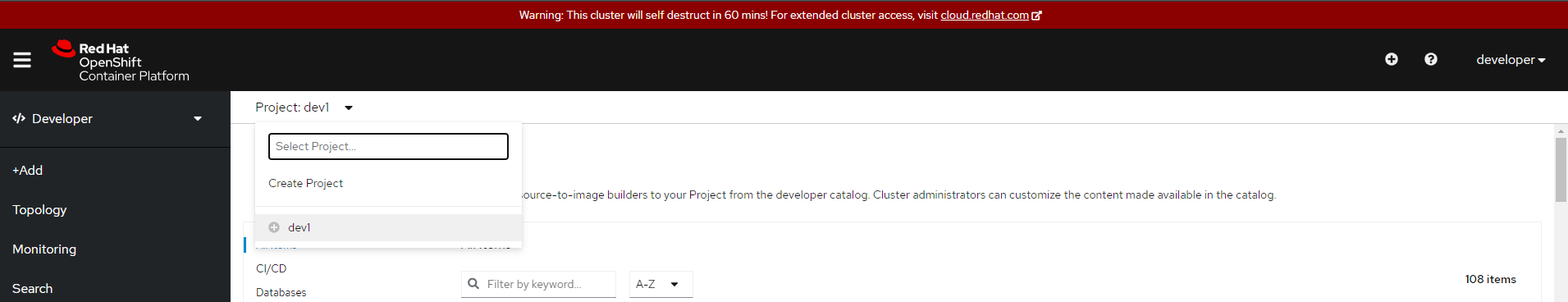 Cannot See Dev Project After Creating Project Via Command Line · Issue 1294 · Openshift Labs