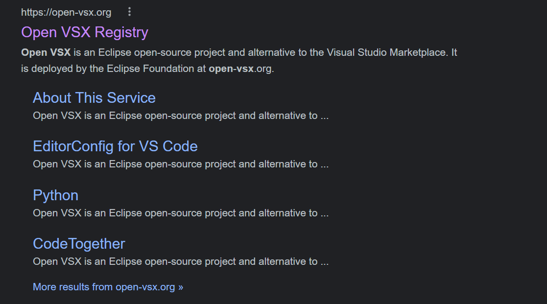 website: improve information from search result · Issue #1240 · EclipseFdn/open-vsx.org · GitHub