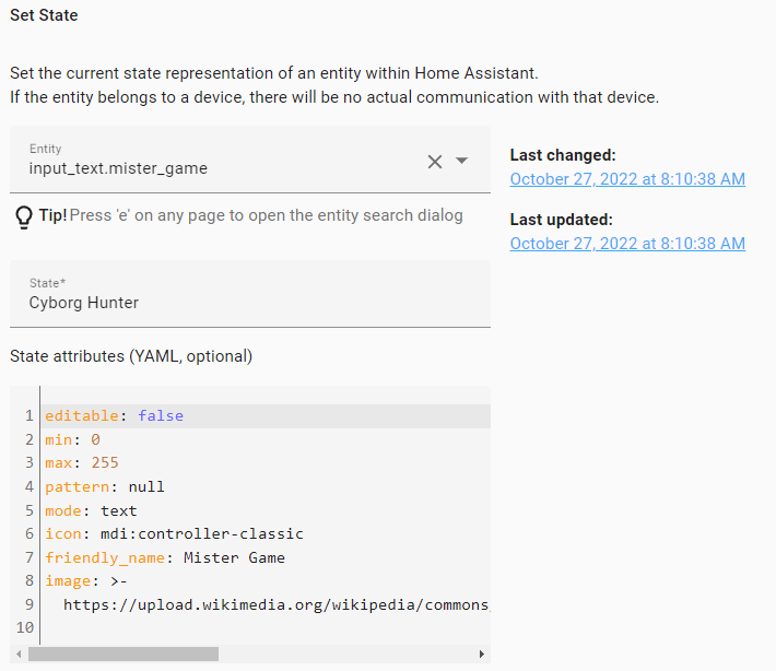 Display issues on entities card of entity type input_text. · Issue ...