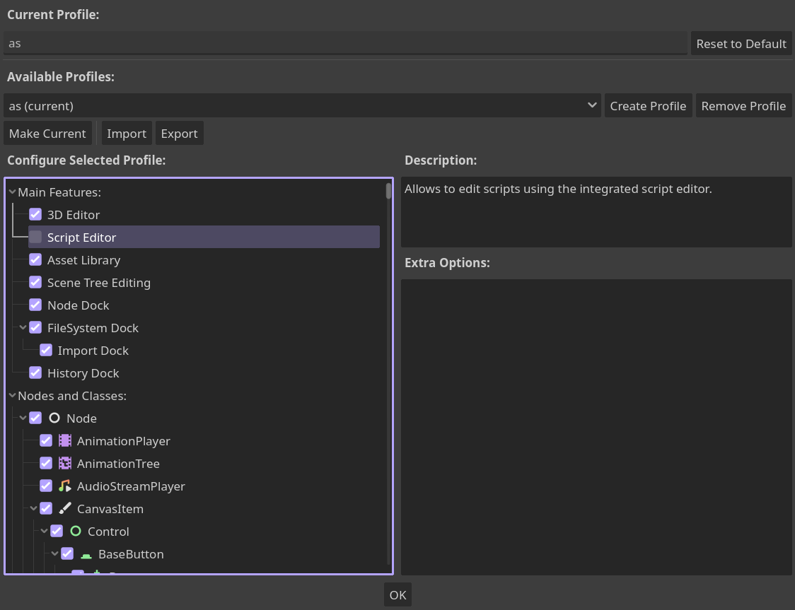 Creating a new Editor Features profile disables one or more default docks · Issue #68844 ...