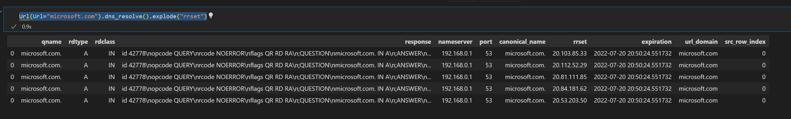 Dns resolutions should return individual records per row · Issue #386 · microsoft/msticpy · GitHub