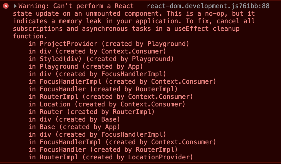 React state update is attempted on unmounted component · Issue #165 · onflow/flow-playground ...