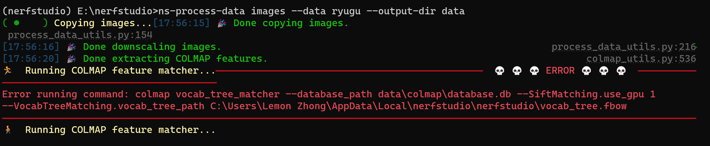 I can't use the "vocab_tree" method to match the images, while it works with the matching way of ...