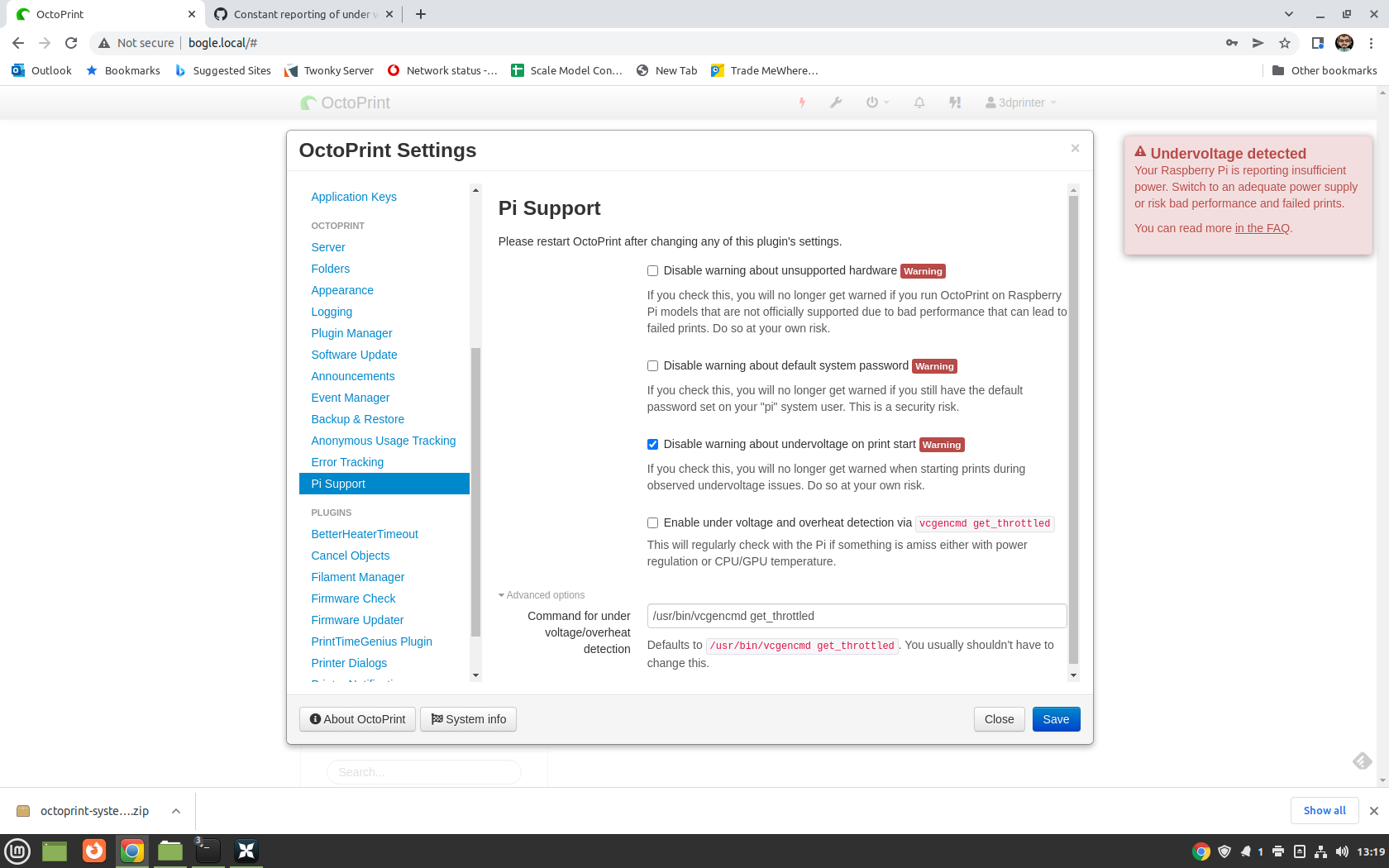 Constant reporting of under voltage even when disabled. · Issue #11 · OctoPrint/OctoPrint ...
