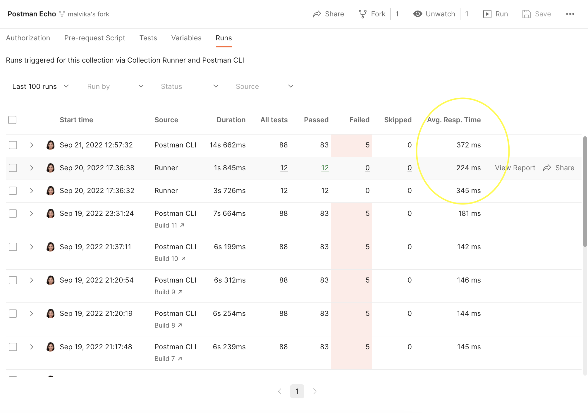 Need Basic Analytics of "Average Response Time" in Runner as shown in ...