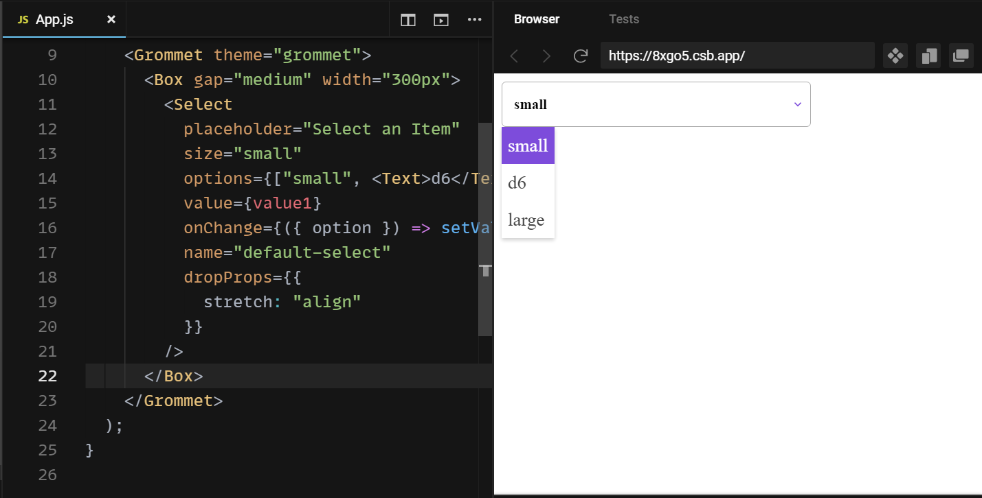 Drop-down size doesn't take length of the select field · Issue #5852 · grommet/grommet · GitHub