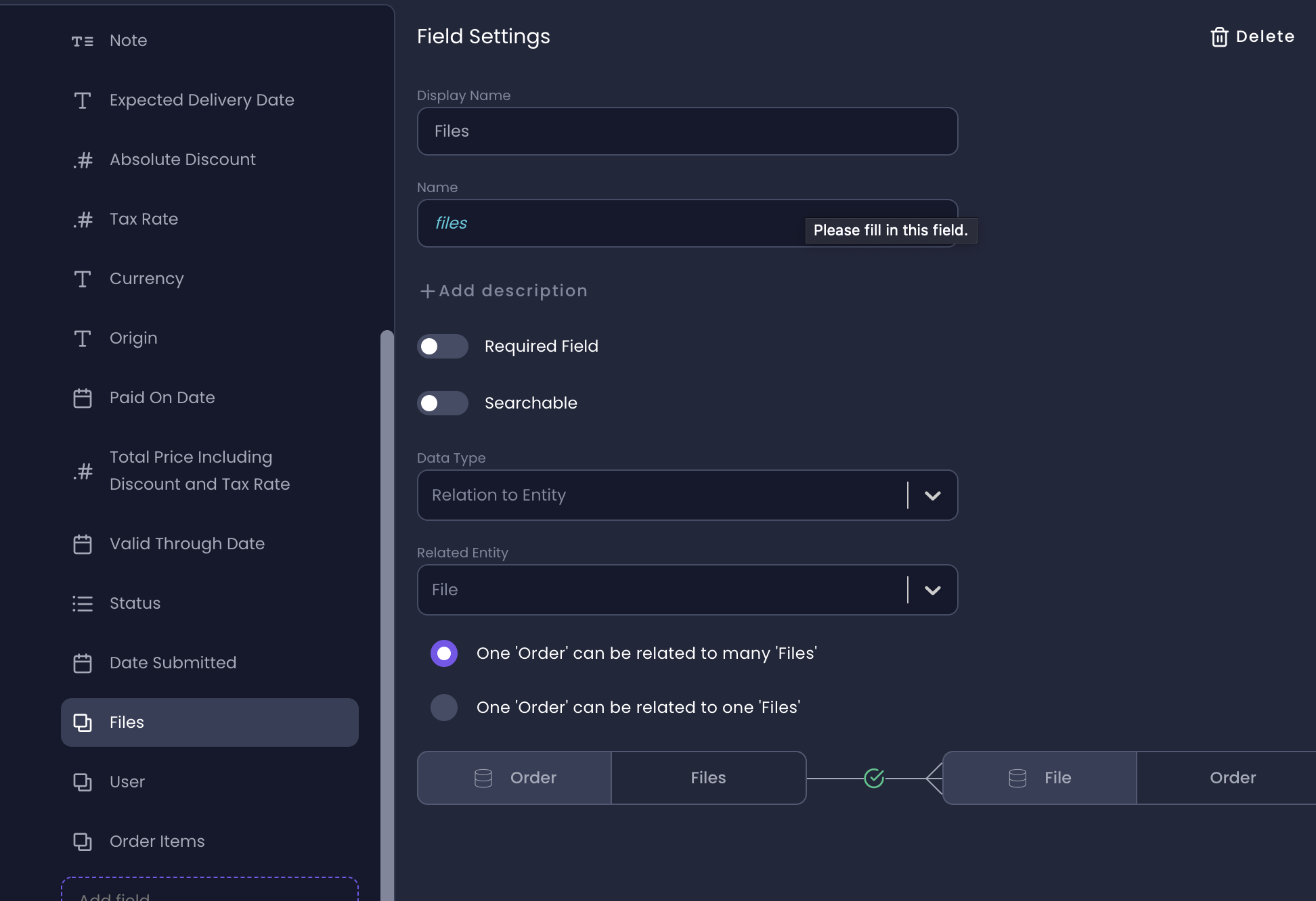 Data Service Generator: Relation fields are not displayed on parent (discrepancy between data ...