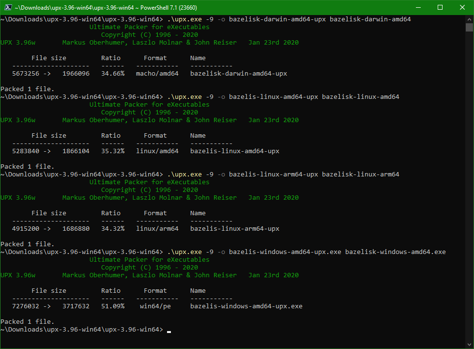 Add UPX compression (or similar) to release artifacts · Issue #210 · bazelbuild/bazelisk · GitHub