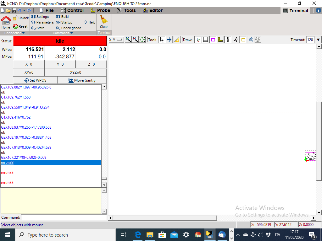 Error 33, GRBL 1.1 · Issue #513 · vlachoudis/bCNC · GitHub