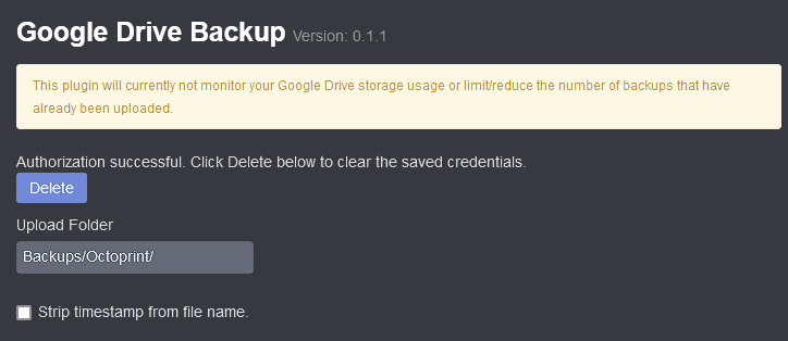backups files not create in sub folder · Issue #36 · jneilliii/OctoPrint-GoogleDriveBackup · GitHub