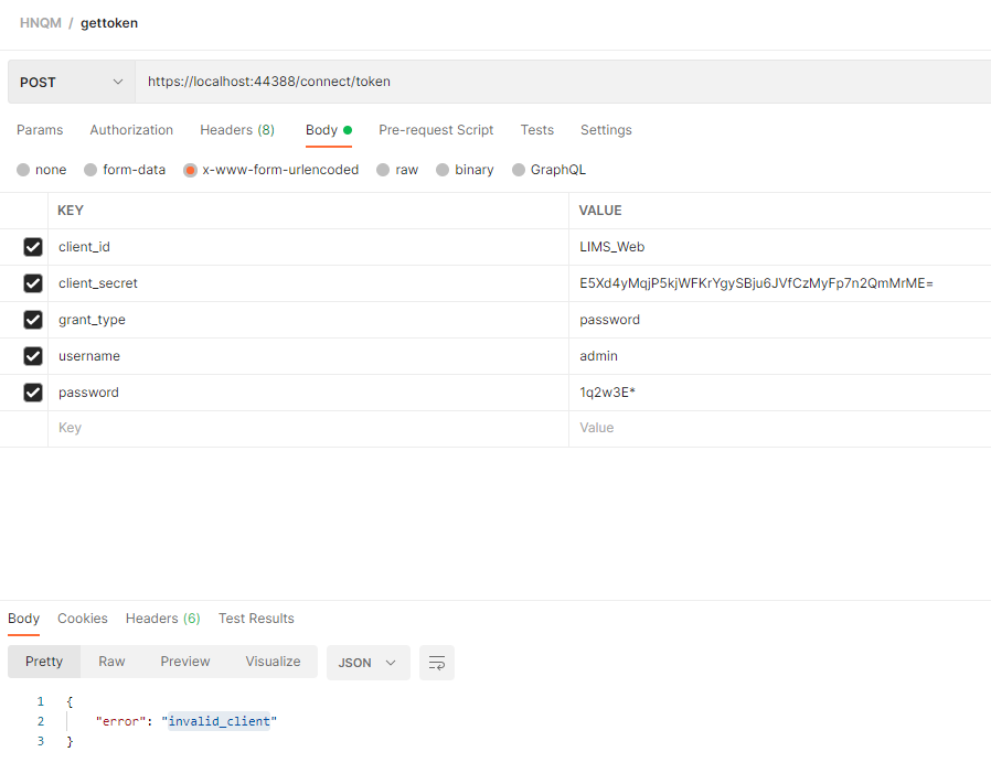 Postman invalid_client · Issue #10489 · abpframework/abp · GitHub
