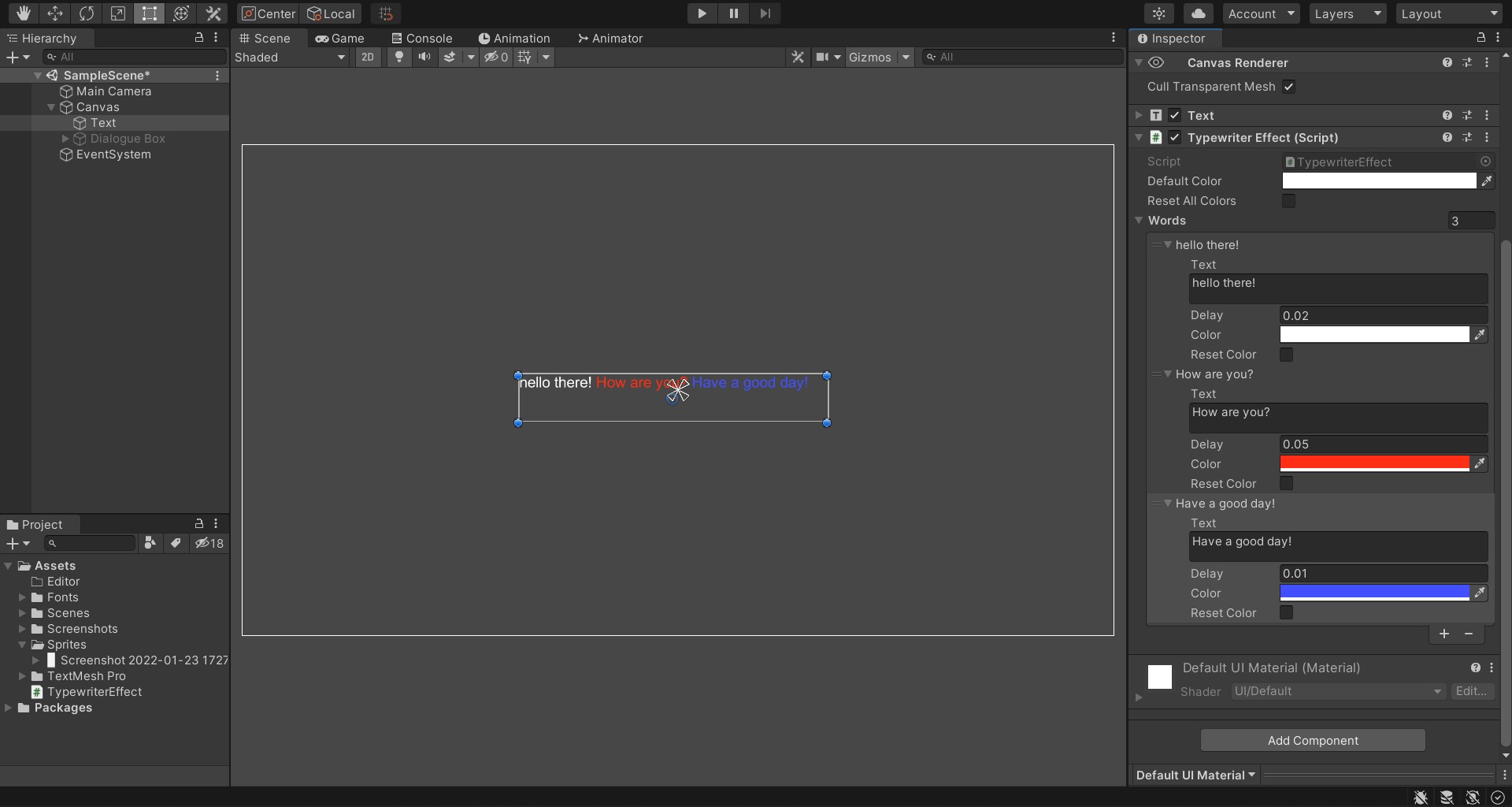 GitHub - elifanous/Unity-Typewriter-Effect: Text typewriter effect for Unity.