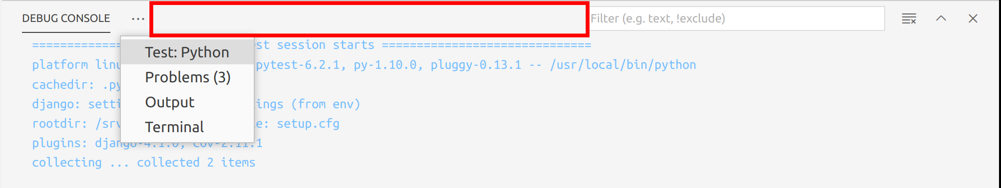 Wasted screen real estate in bottom panel if "Test: Python" tab is ...