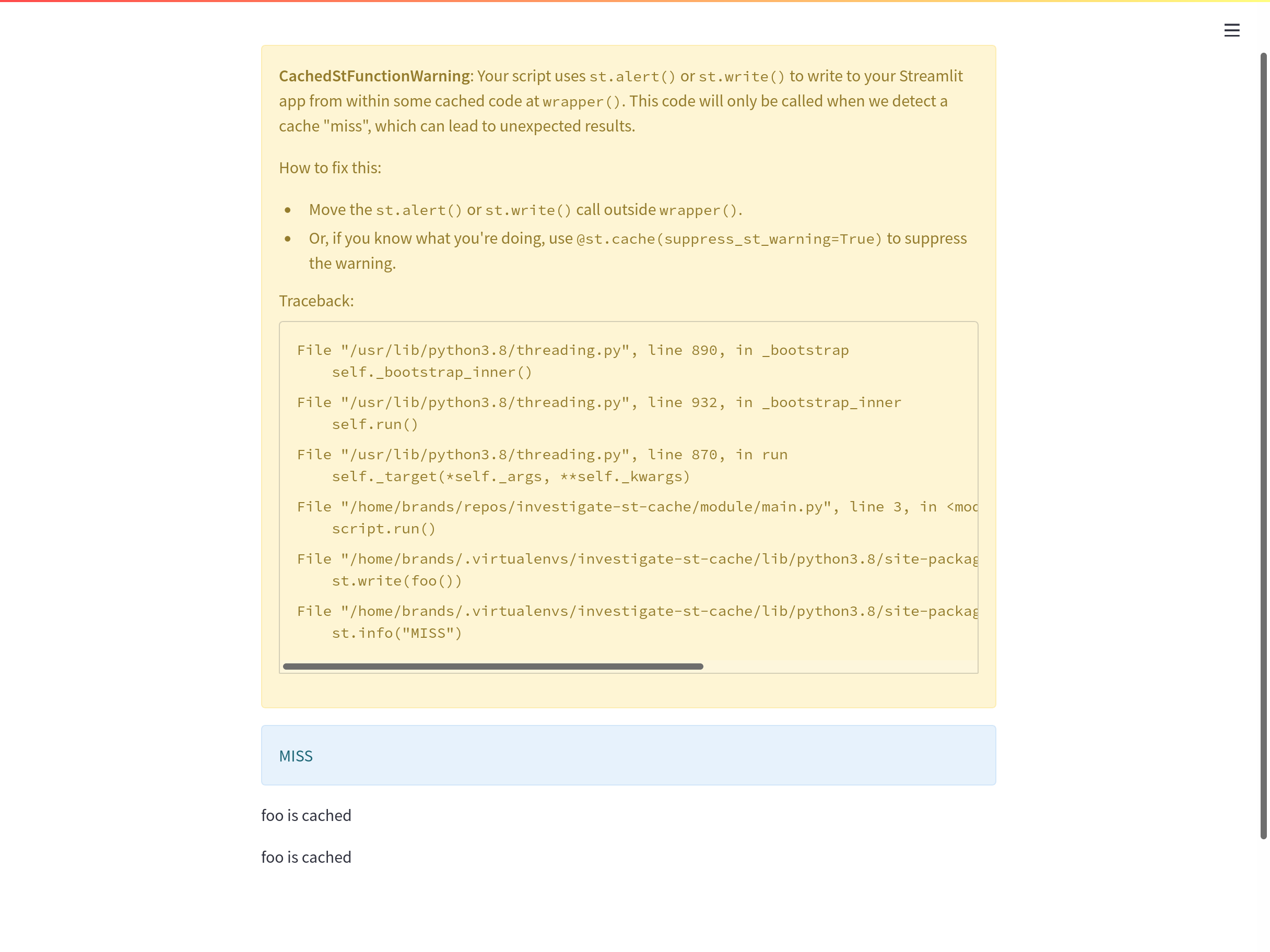 Wrong cache HIT for nested function in multipage app if script is installed in site-packages ...