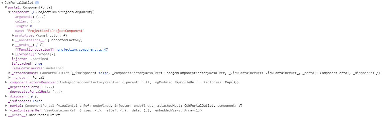 Componentportal Attached To Portalhost Not Rendered When Content Is Projected Using