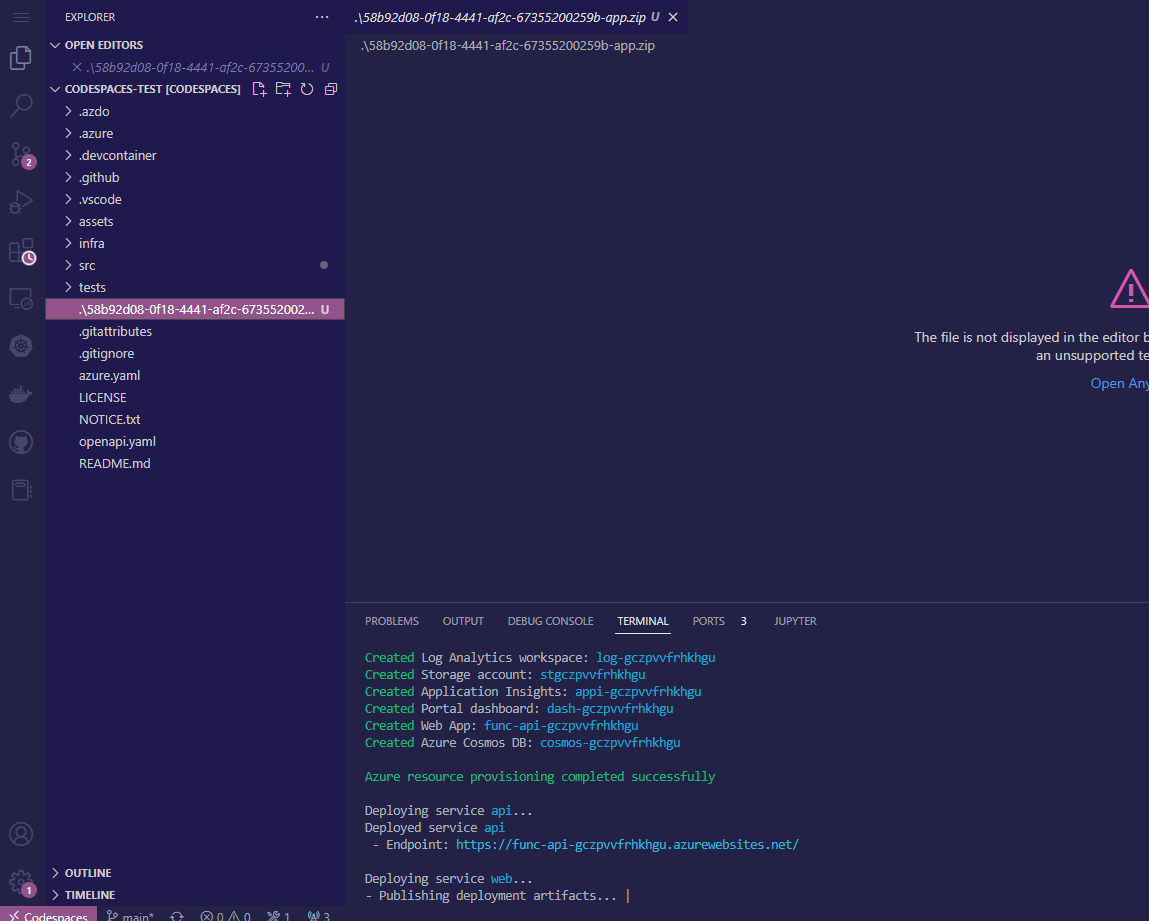 Issue zip File Appears In Files During Azd Up In A Codespace Issue issue-zip-file-appears-in-files-during-azd-up-in-a-codespace-issue