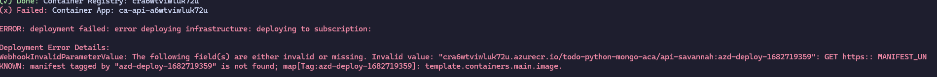 Issue Transient Issue With Deploying A Container App To Registry