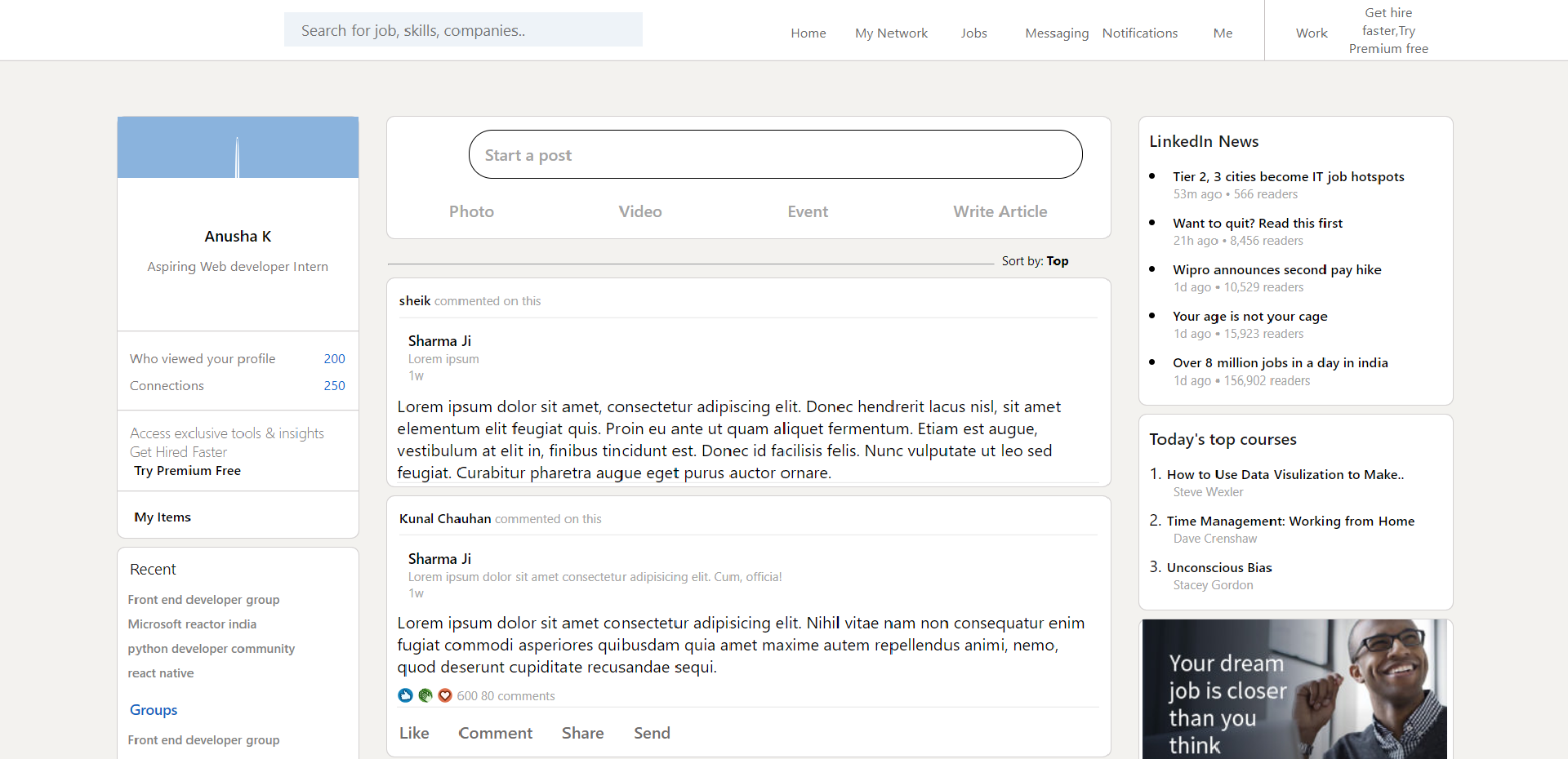 linkedin-clone - Codesandbox
