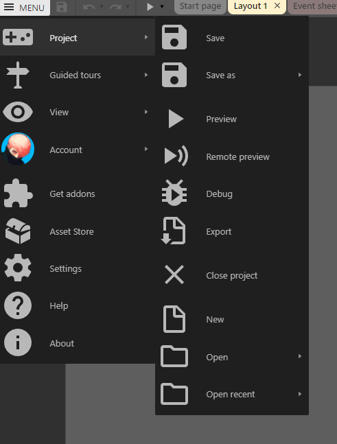 "Menu" context menu icons size not matching text size · Issue #6731 · Scirra/Construct-bugs · GitHub