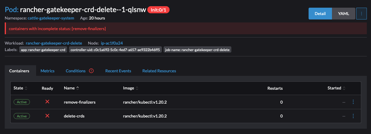 OPA gatekeeper 100.0.1+up3.6.0 stuck uninstalling CRDs in RKE1/RKE2 Windows clusters · Issue ...