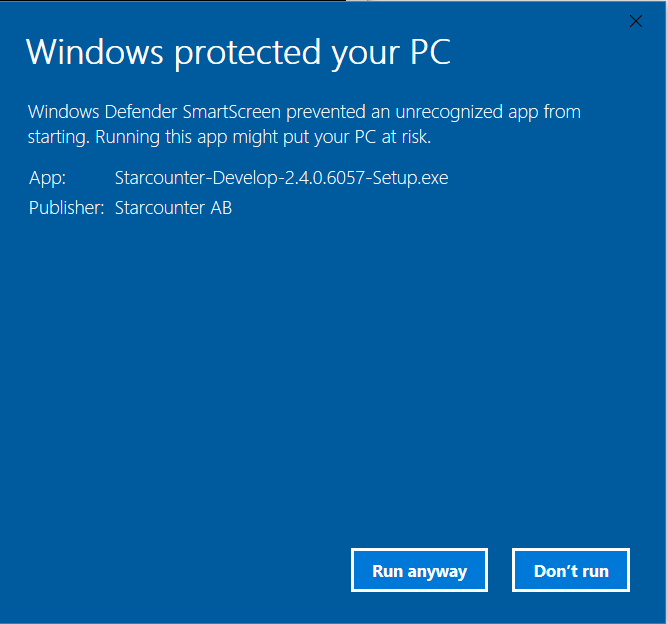 Windows Defender Smartscreen Prevented An Unrecognized App From Starting · Issue 411 